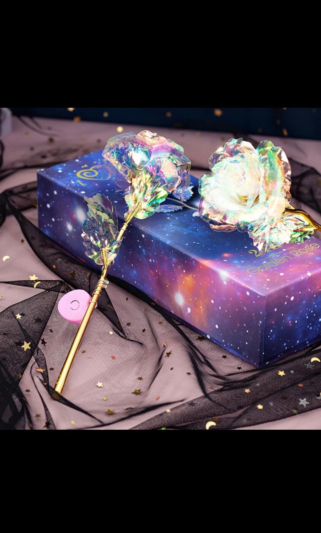 TWO 2 LED Light up Galaxy Rose Dipped in Gold With Box - Etsy Canada