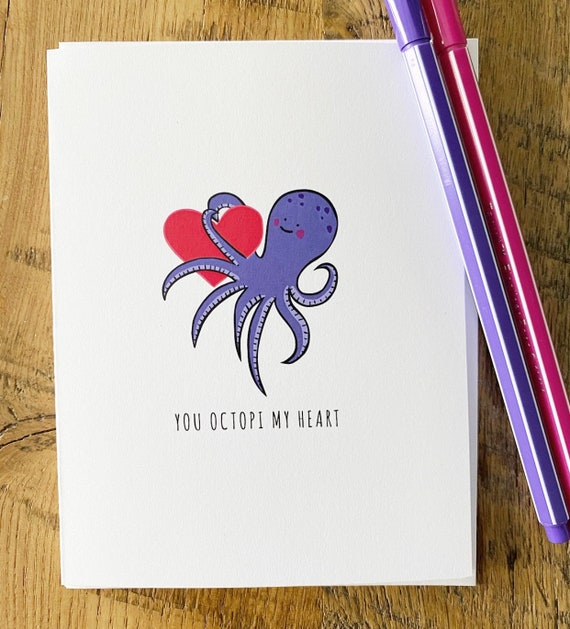 You Octopi My Heart Valentine's Day Greeting Card 100% - Etsy