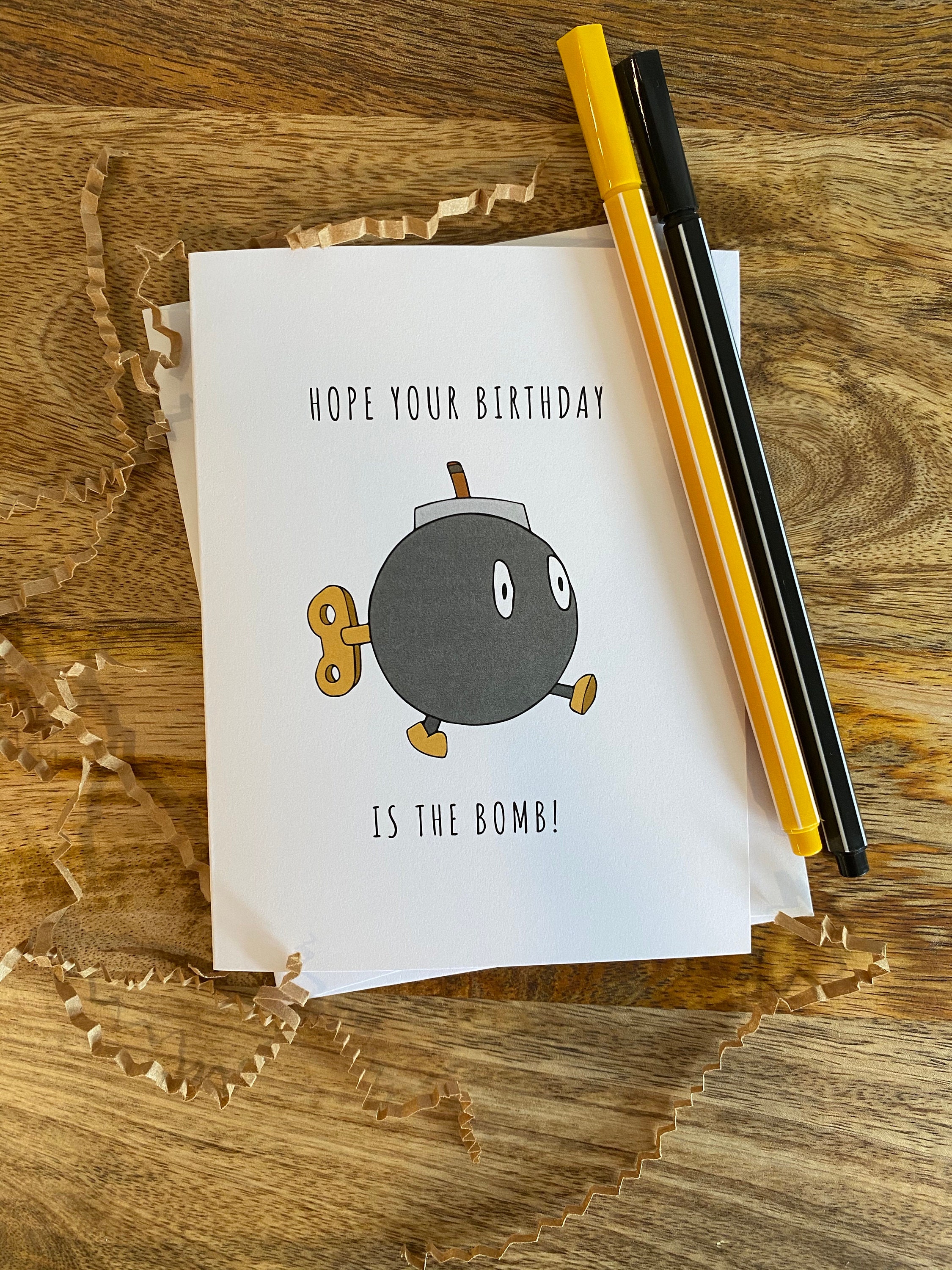 Bomb-bomb Birthday Bomb Mario Hand Drawn Birthday - Etsy