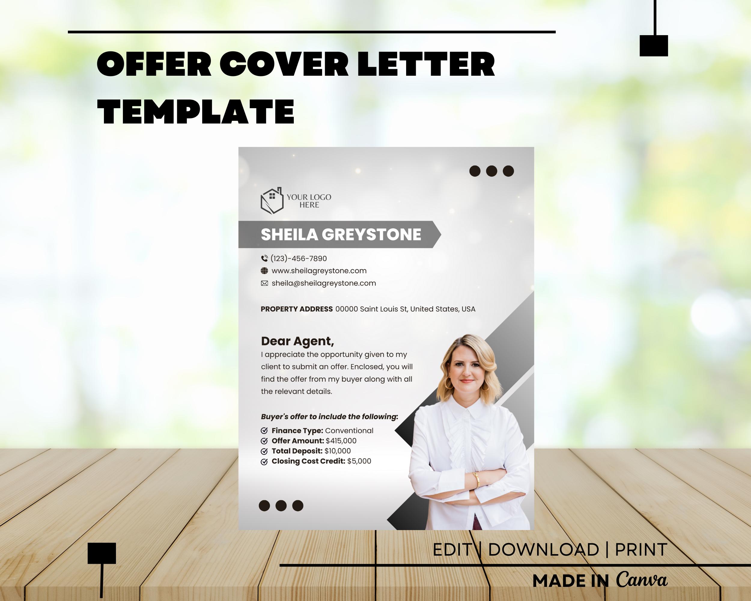 Real Estate Offer Letter Template | Standout Offer Letter | Realtor ...