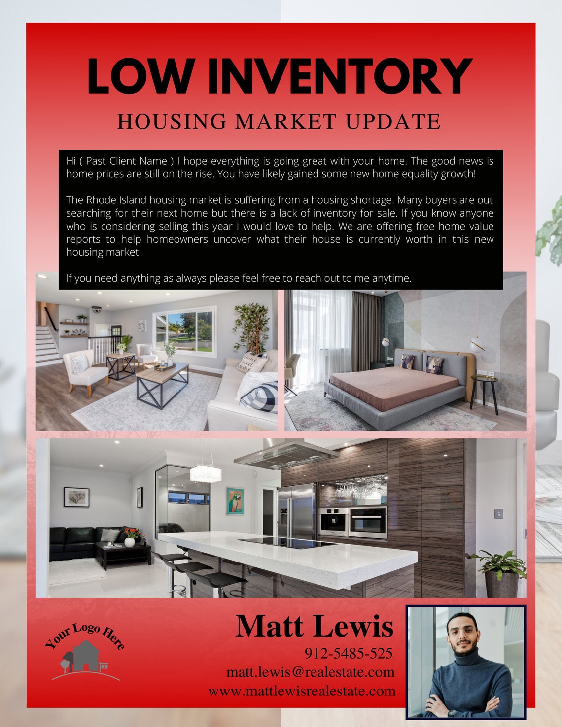 Red Low Inventory Flyer | Past Client Handout | Real Estate Print ...