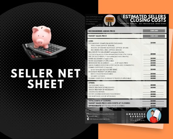 Seller Net Sheet Real Estate Print Realtor Information - Etsy