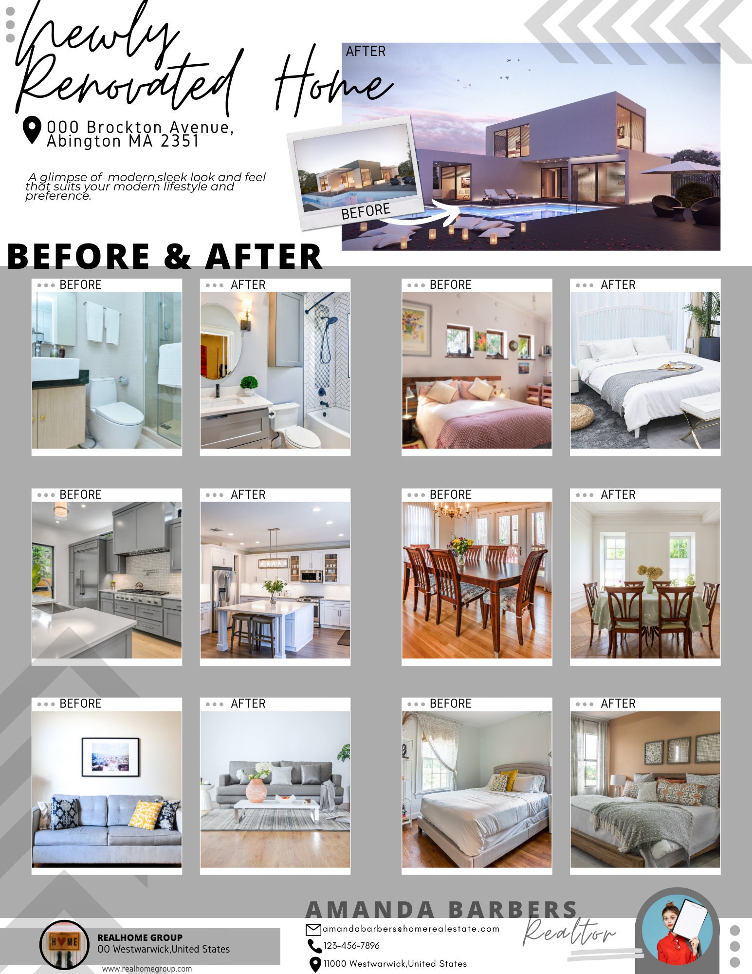 Before and After | Real Estate Rehab Handout | Real Estate Print ...