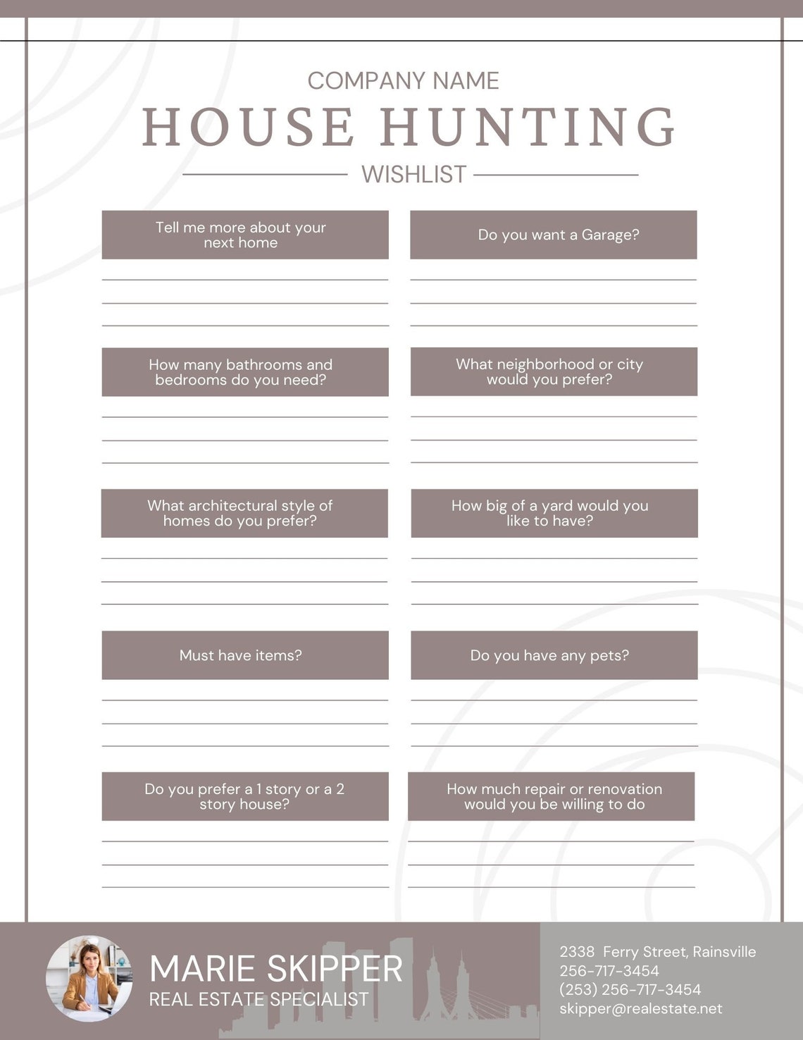 Home Buyer Wishlist Real Estate Print Realtor Information - Etsy