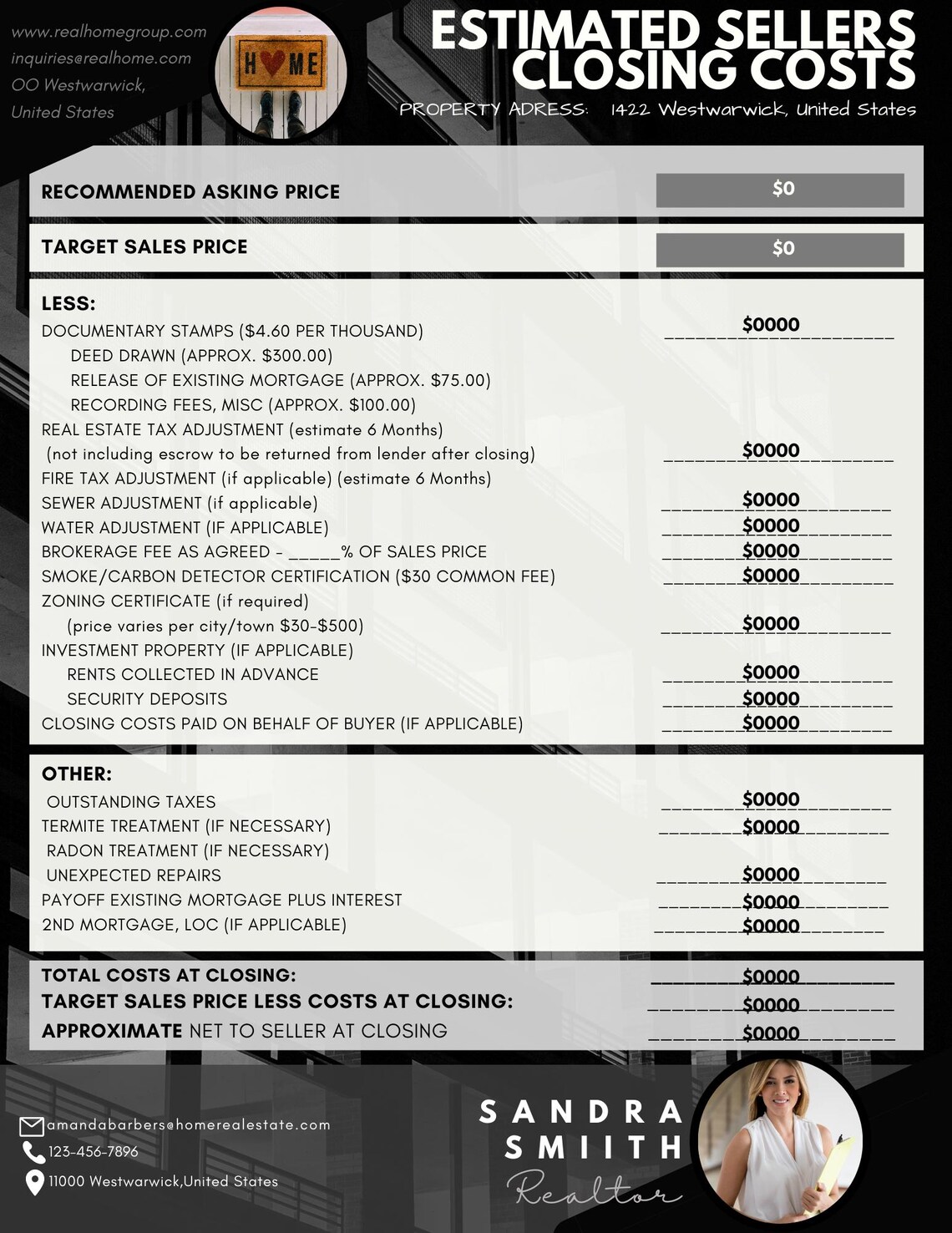 Seller Net Sheet | Real Estate Print | Realtor Information | Real ...