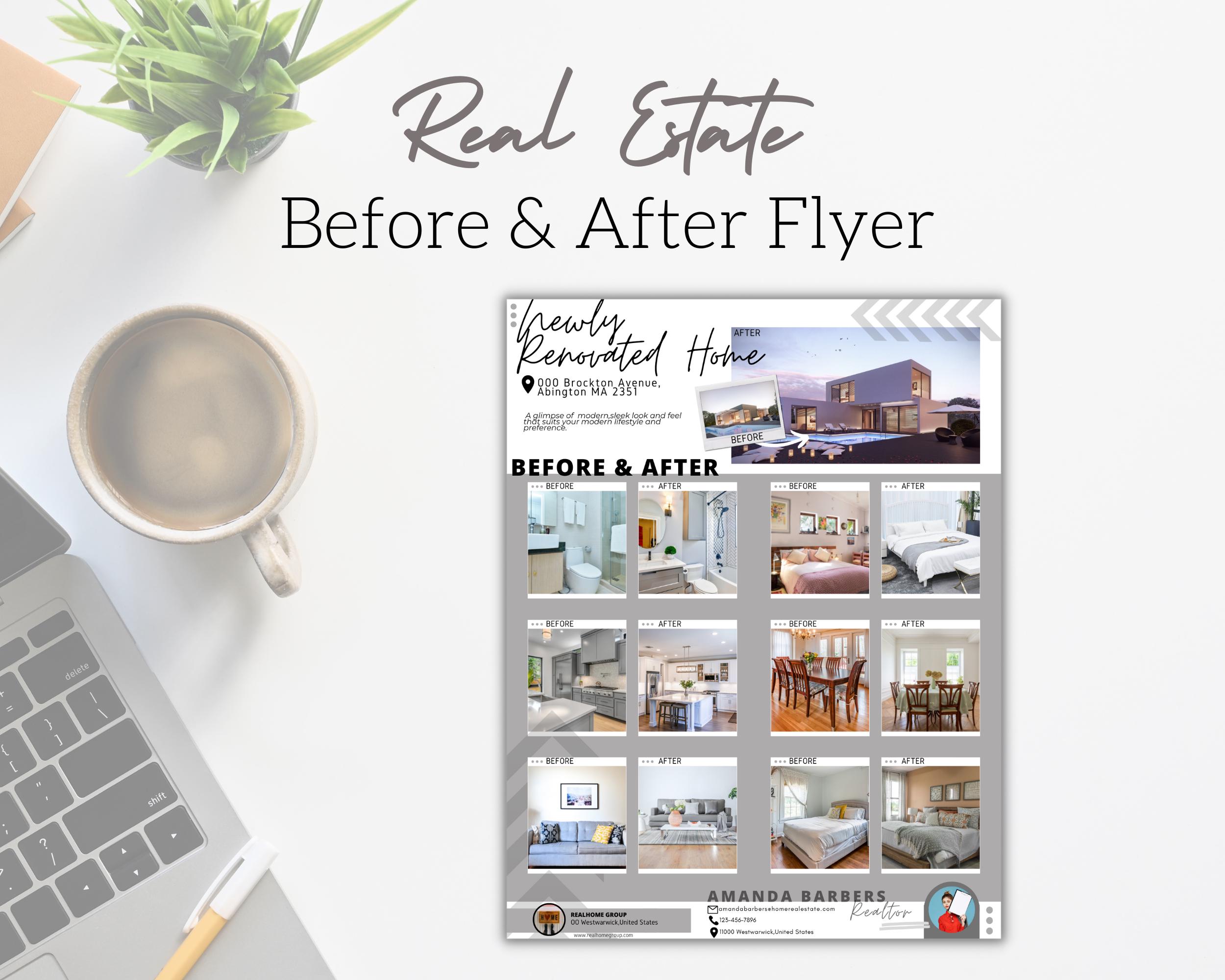 Before and After | Real Estate Rehab Handout | Real Estate Print ...