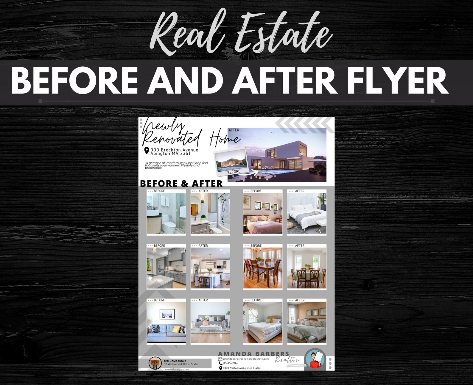 Before and After | Real Estate Rehab Handout | Real Estate Print ...
