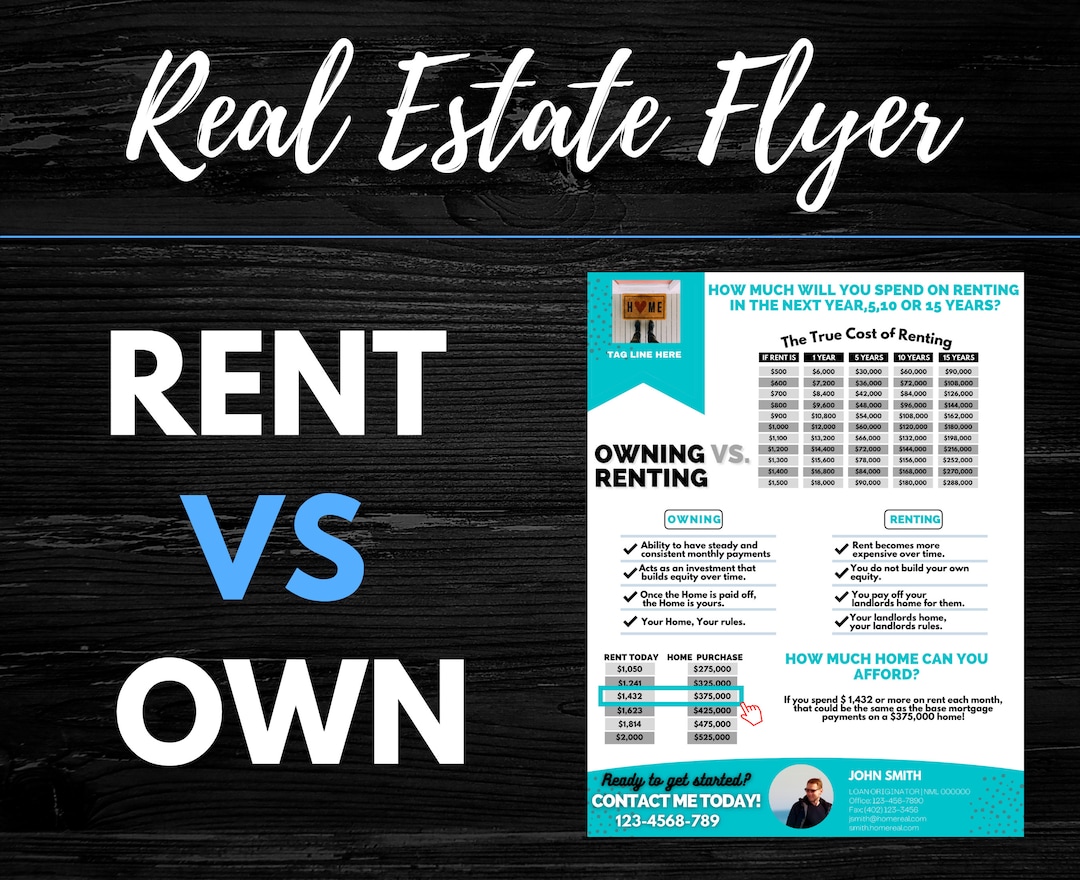 Light Blue Rent Vs. Own Flyer | Real Estate Handout | Real Estate Print ...