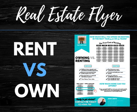 Light Blue Rent Vs. Own Flyer Real Estate Handout Real - Etsy