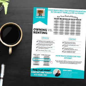 Light Blue Rent Vs. Own Flyer | Real Estate Handout | Real Estate Print ...