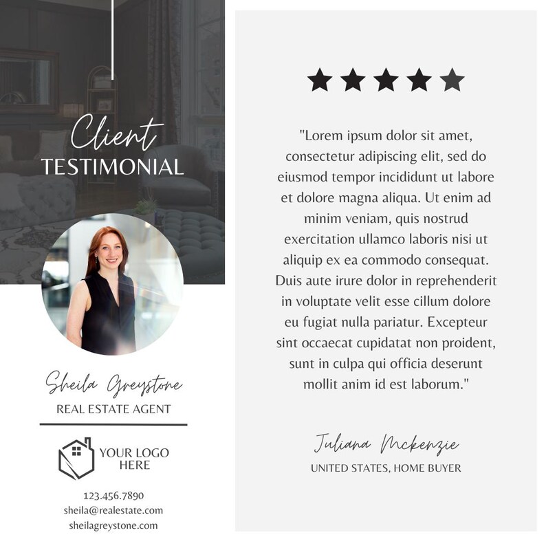 10 Modern Real Estate Agent Client Testimonial | Instagram Posts ...