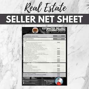 Seller Net Sheet Real Estate Print Realtor Information - Etsy