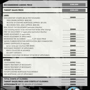 Seller Net Sheet Real Estate Print Realtor Information - Etsy