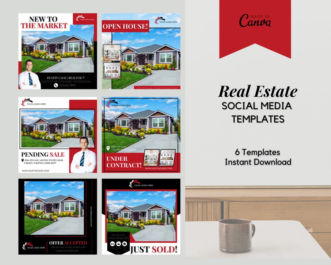 6 Red Instagram Post for Real Estate Agents | Real Estate Social Media ...