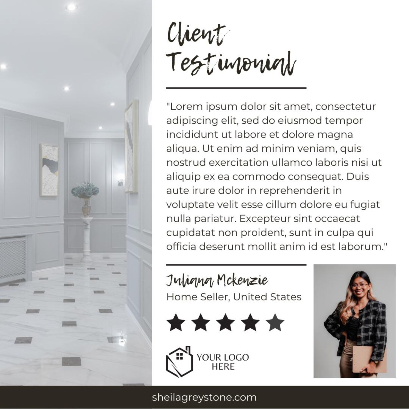 10 Modern Real Estate Agent Client Testimonial | Instagram Posts ...