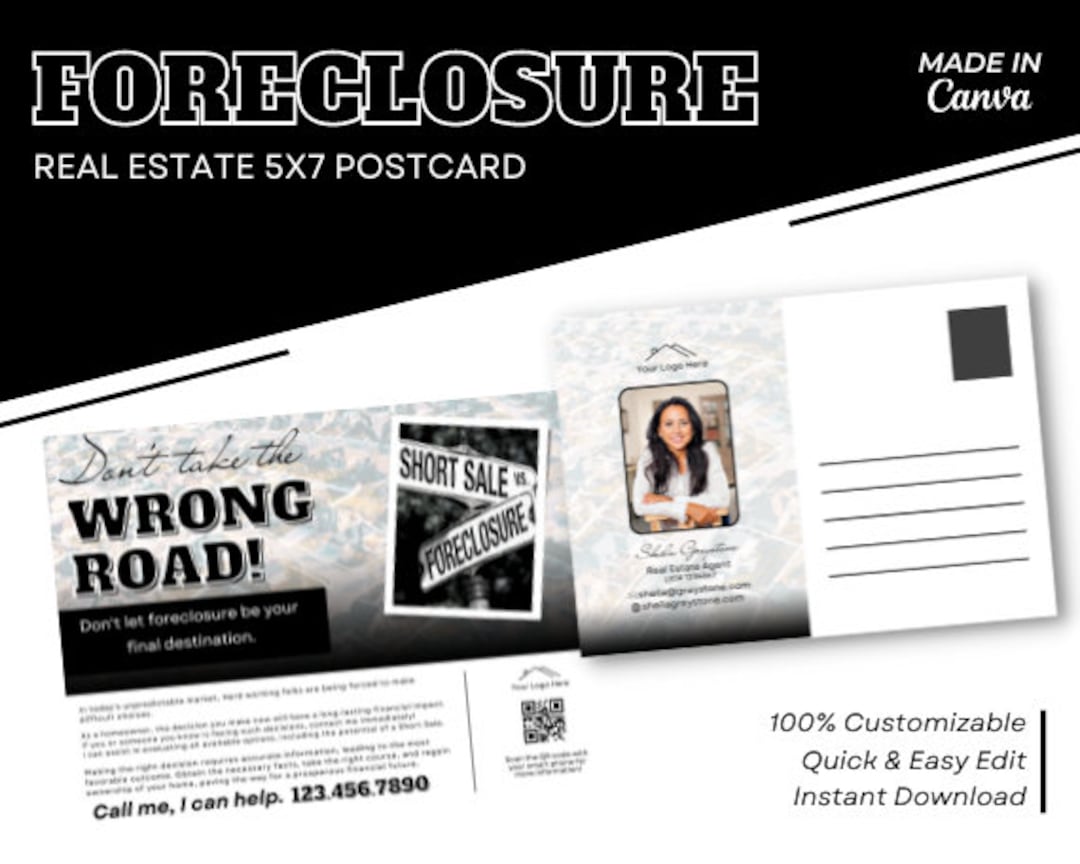 Real Estate Foreclosure Postcard | 5x7 Postcard | Real Estate Print ...
