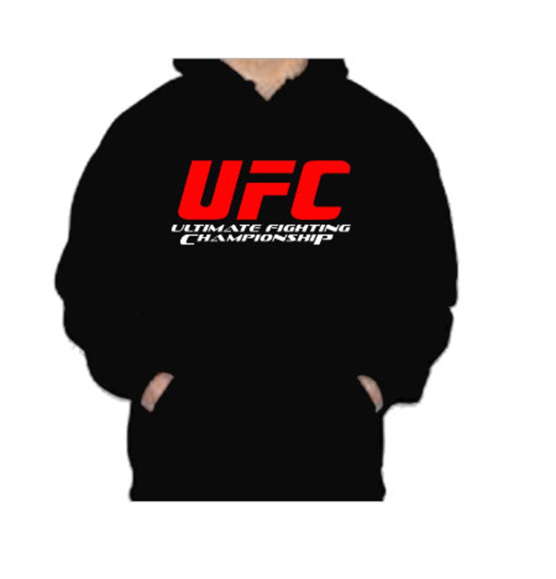 Custom MMA Black Hoodie, Red White Logo - Etsy