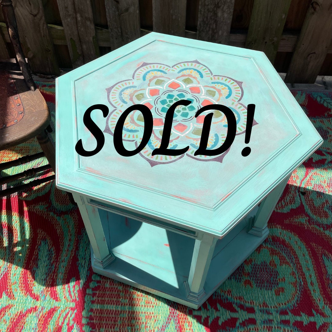 SOLD, Custom Side Table, Boho Furniture, Mandala, - Etsy