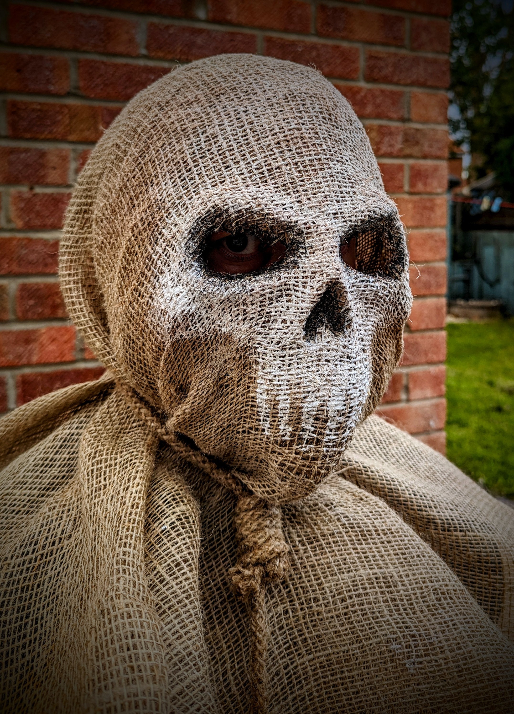 Skull Scarecrow Latex and Burlap Halloween Mask. Noose Included. - Etsy