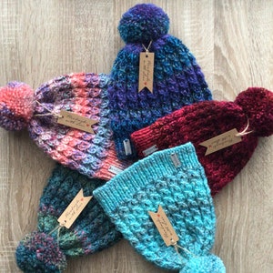 Hand Knitted With Love by Battybobs-bobble Hats Made From 100% Acrylic ...