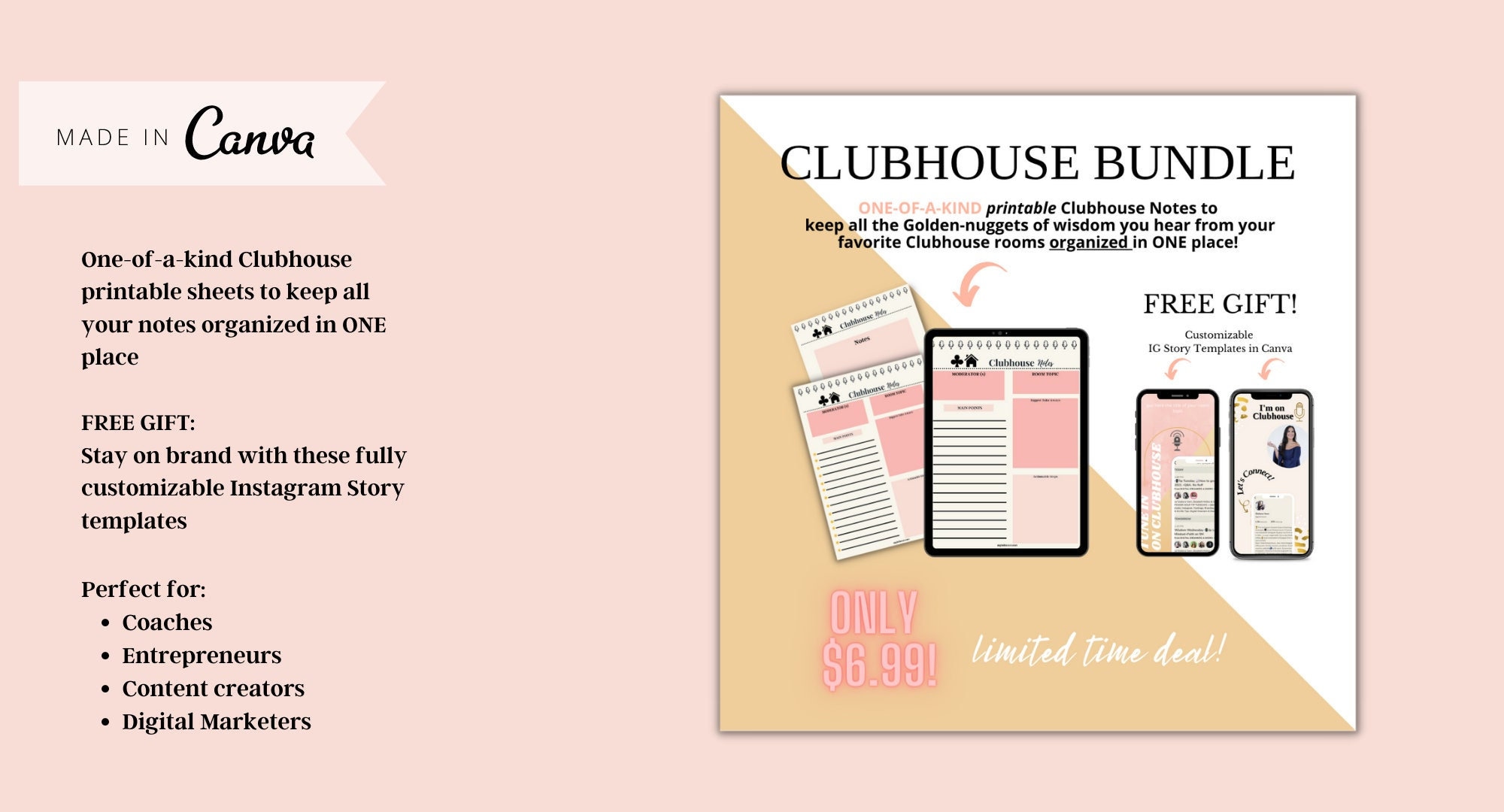 Customizable Clubhouse Notes Template | Printable Sheets for ...