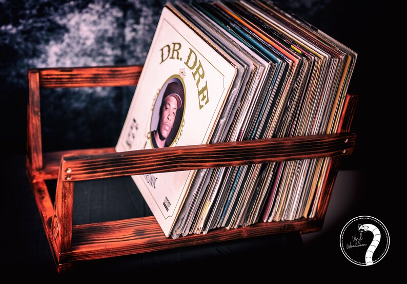 Handmade Wooden Extra Large Red Burned Record Storage Box for - Etsy UK