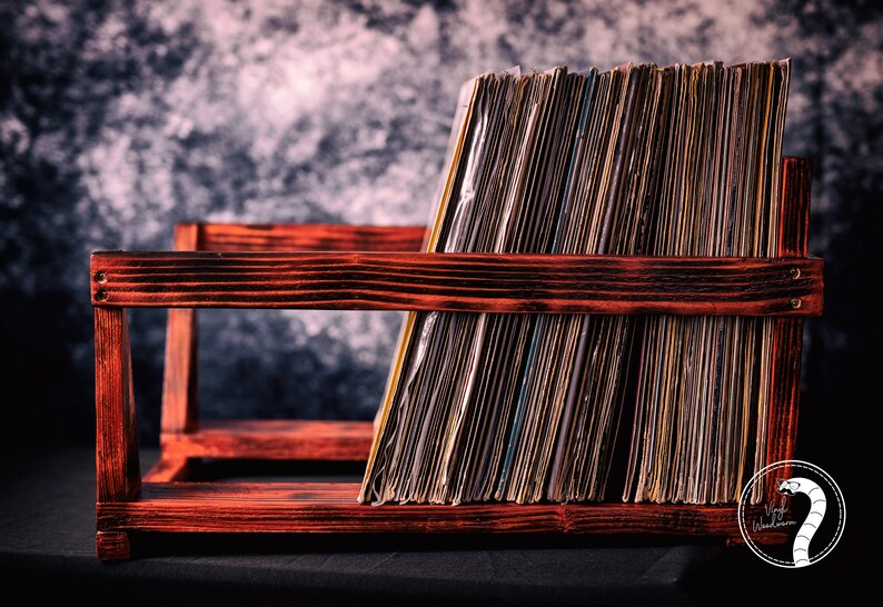 Handmade Wooden Extra Large Red Burned Record Storage Box for - Etsy UK