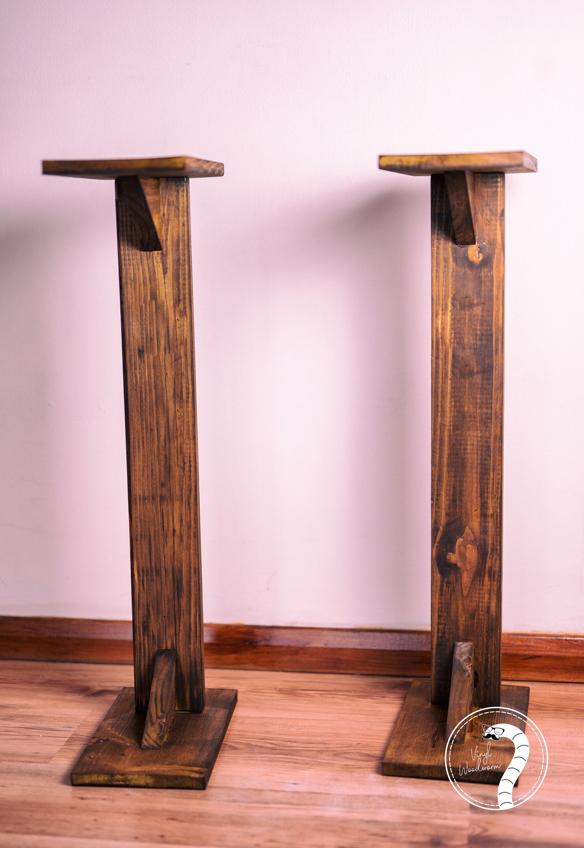 Floor Speaker Stands Pair Hand Made Rustic Mahogany Wood | Etsy UK