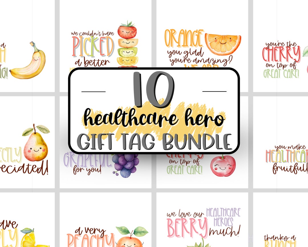 Printable HEALTHCARE HERO Appreciation Bundle 10 Gift Tags | DIY Bulk ...