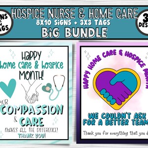 HOSPICE Nurses & Home Care Month Appreciation Printable Signs and Gift ...