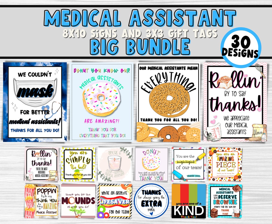 BIG MEDICAL ASSISTANT Appreciation Printable Sign & Gift Tag Bundle ...