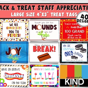 SNACK & TREAT Staff Appreciation Bundle Gift Tags | Large Size 4"x3 ...