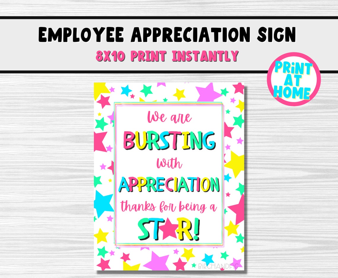 Starburst Staff Appreciation Sign 8x10 - Etsy
