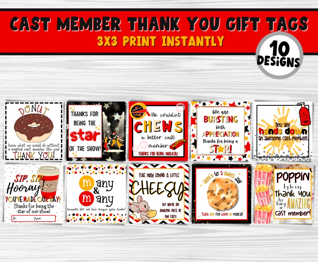 Cast Member Thank You Snack & TREAT Gift Tags | 3"x3" Printable DIY ...