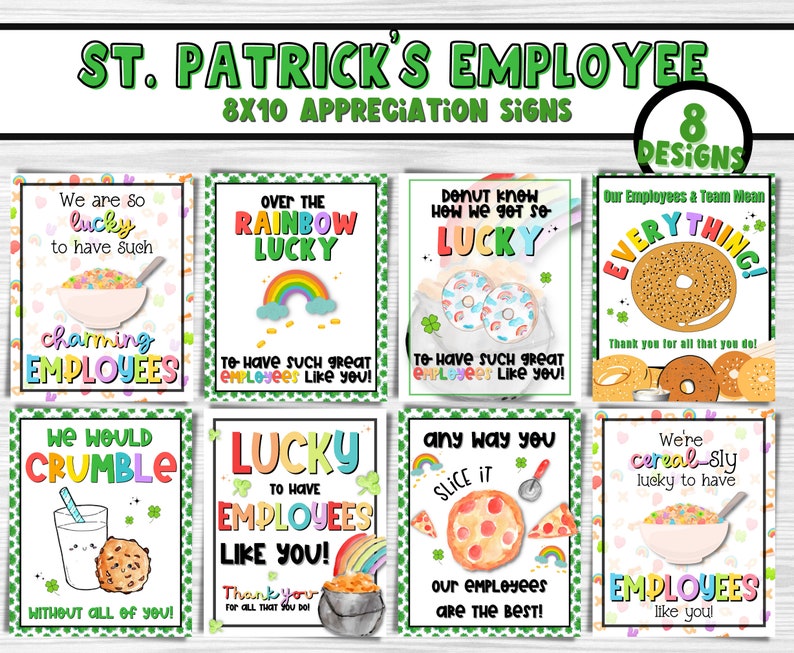 St. Patrick's Day Staff Appreciation Sign Bundle | DIY Lucky Bulk ...