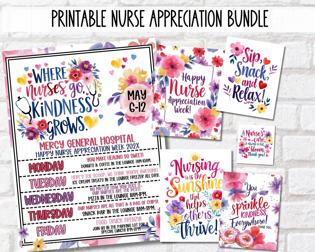 Nurses Appreciation Week Editable Itinerary | Hospital Staff DIY Bulk ...