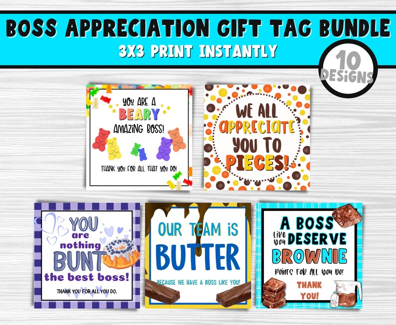 Snack & Candy Boss Appreciation Tag Bundle Designs 3x3 - Etsy