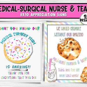Med-surg Appreciation Week Printable Sign Bundle | Medical Surgical Nurses Week | Muffin, Bagel ...