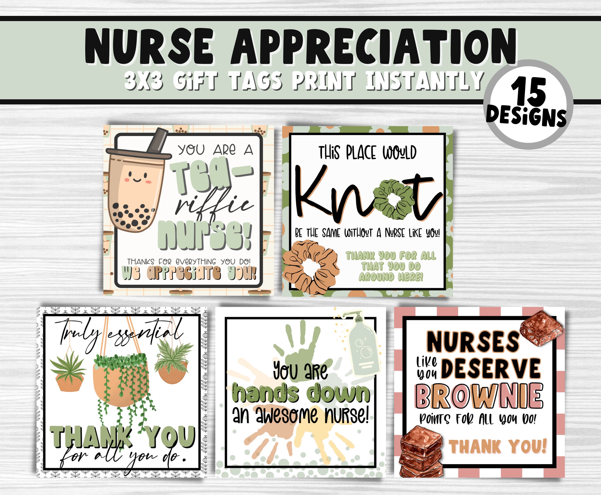 NURSE Appreciation Printable Gift Tags | Hospital Staff DIY Bulk Gift ...