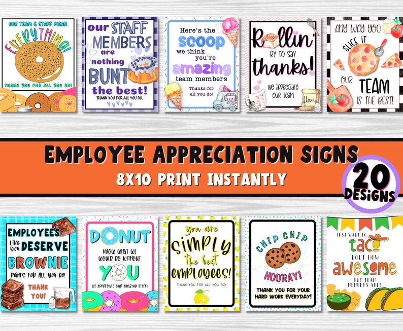 Staff Appreciation Sign Bundle 20 Designs Brunch Lunch - Etsy