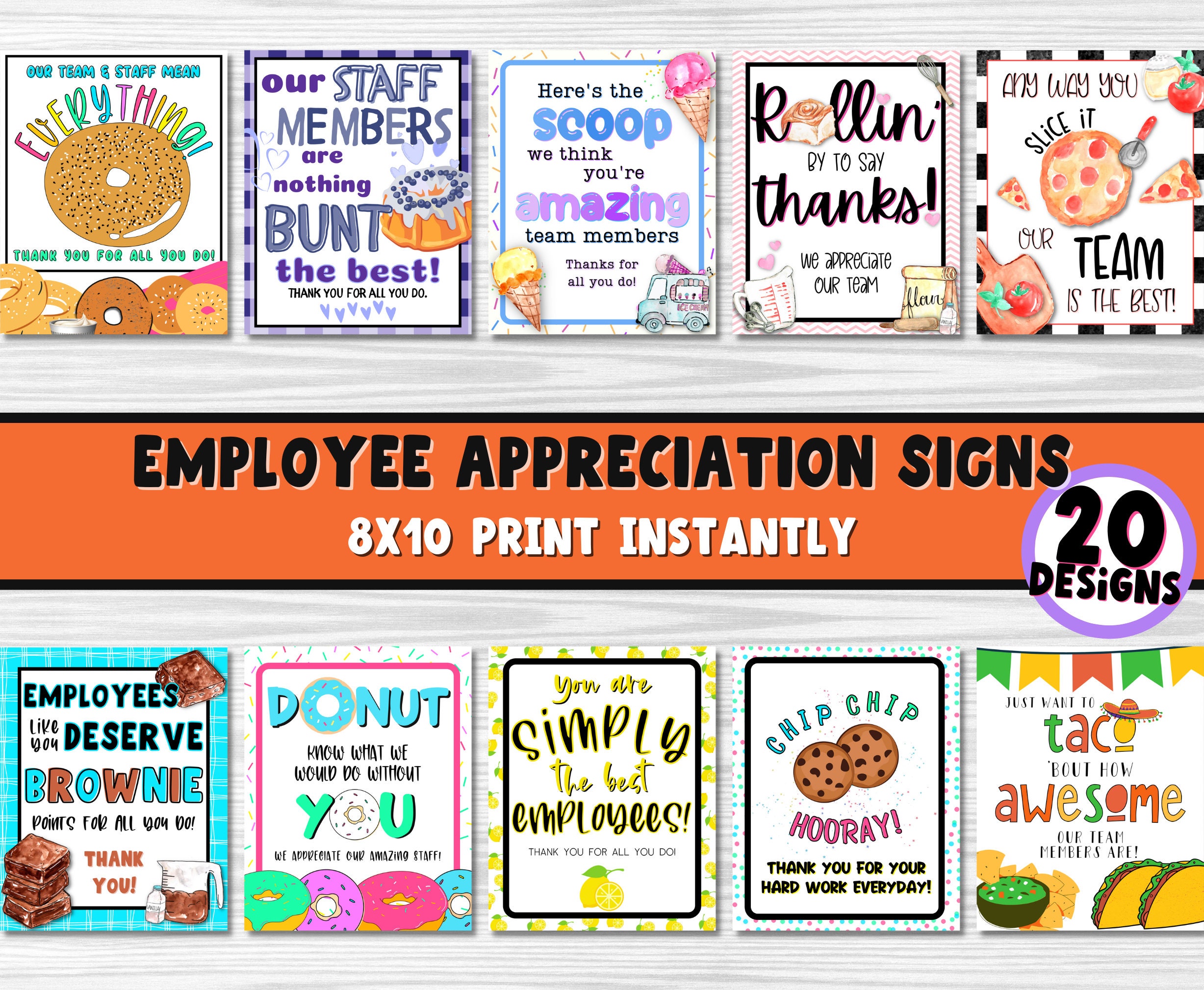 Staff Appreciation Sign Bundle 20 Designs Brunch, Lunch, Cookie, Muffin ...