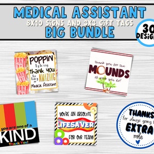 BIG MEDICAL ASSISTANT Appreciation Printable Sign & Gift Tag Bundle ...