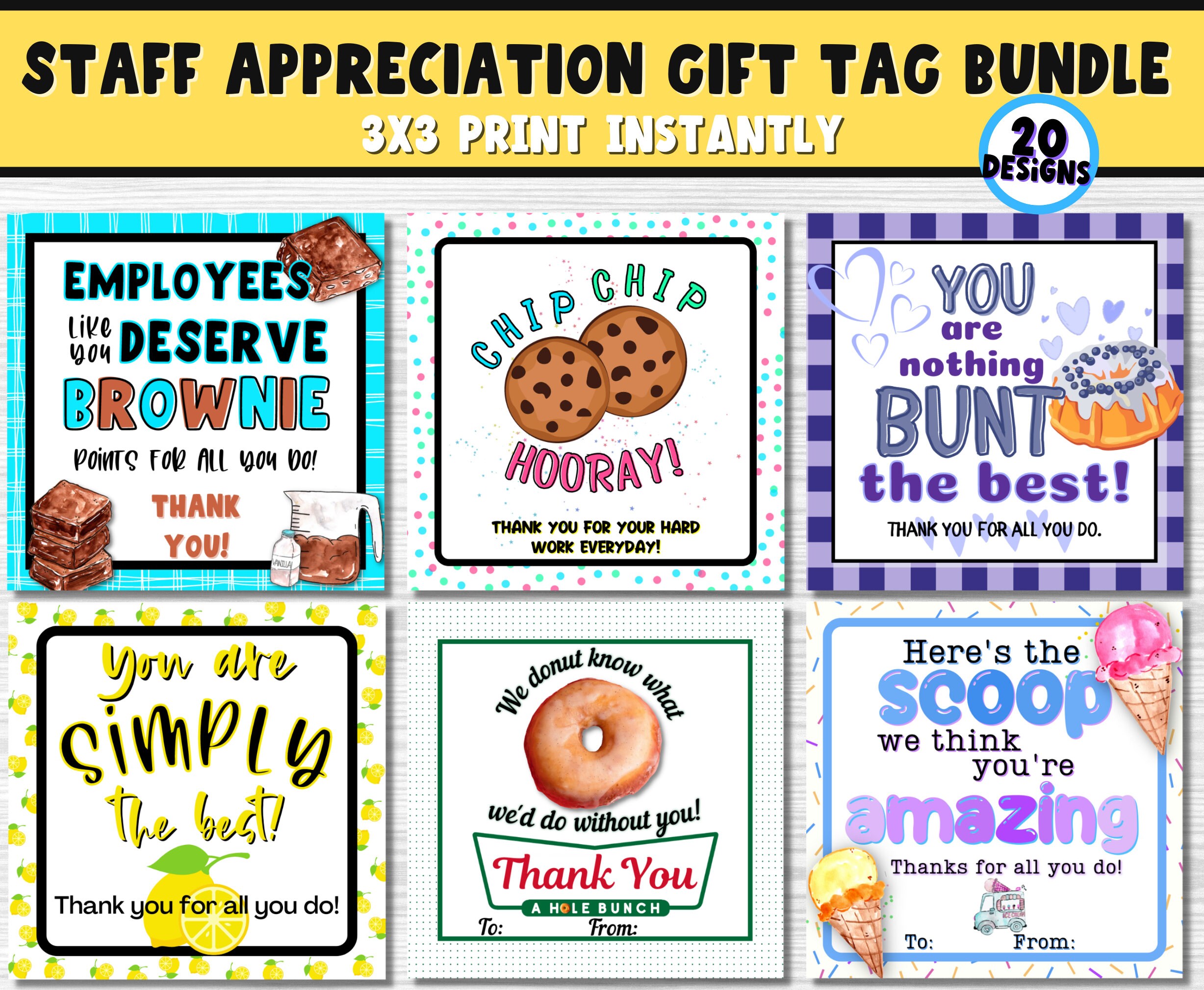 20 Staff Appreciation Bundle Gift Tags Employee Appreciation - Etsy