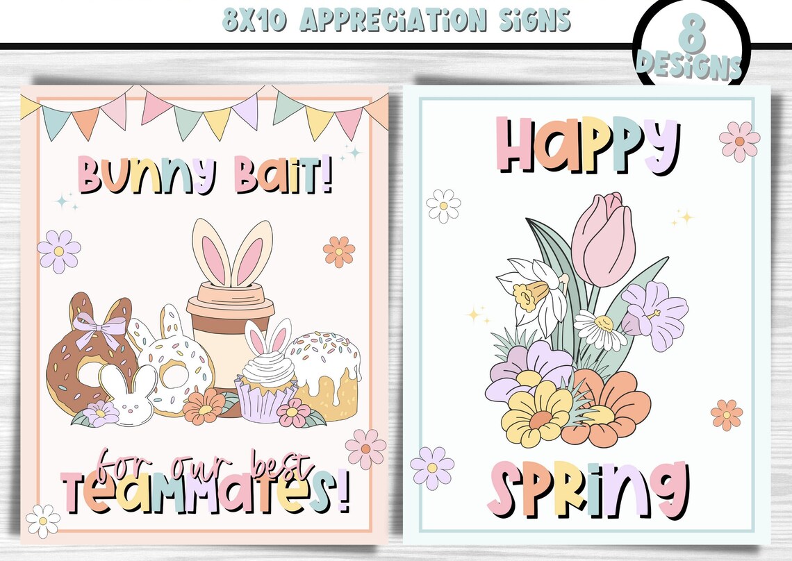 Easter Staff Appreciation Sign Bundle | DIY Spring Bulk Employee ...
