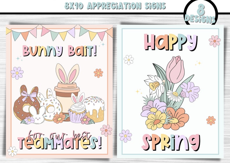 Easter Staff Appreciation Sign Bundle | DIY Spring Bulk Employee ...