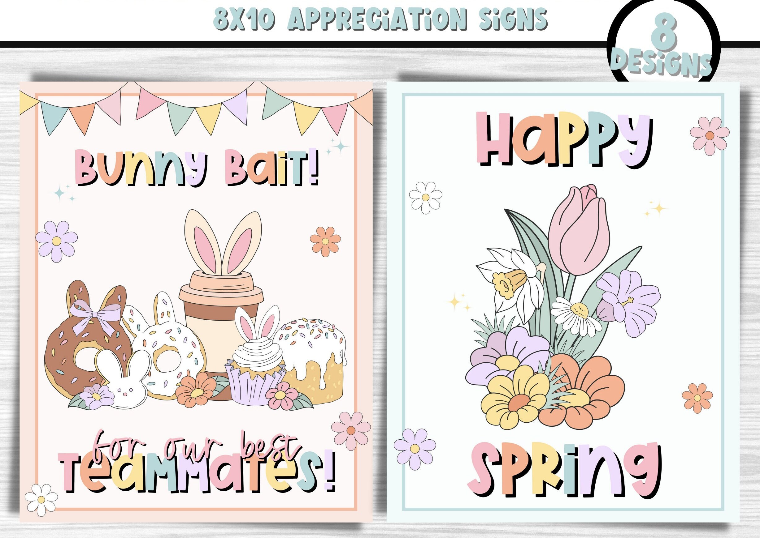 Easter Staff Appreciation Sign Bundle | DIY Spring Bulk Employee ...