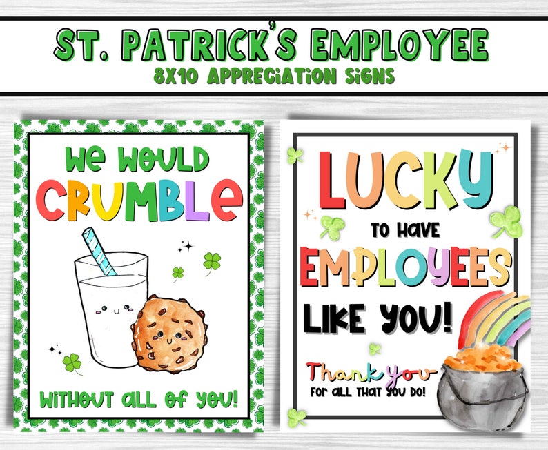 St. Patrick's Day Staff Appreciation Sign Bundle DIY - Etsy