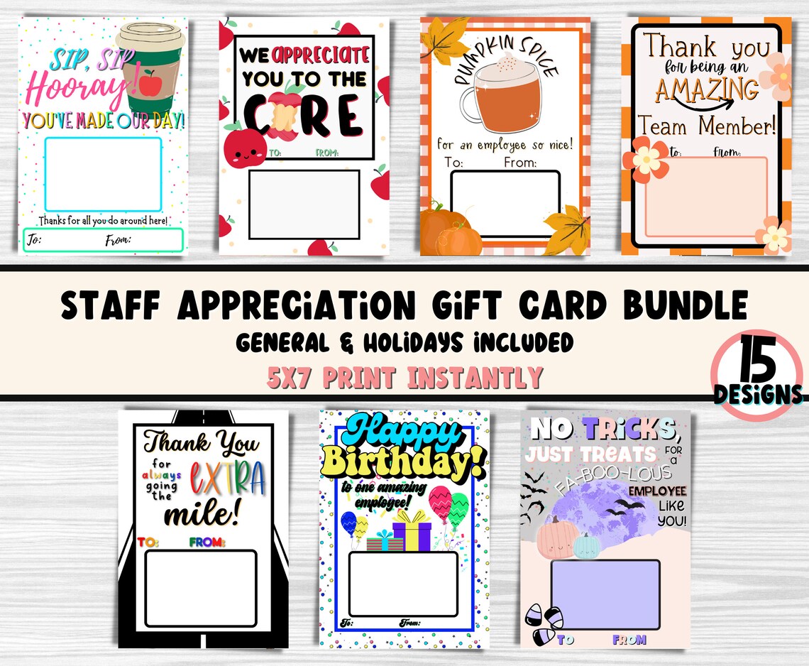 Staff Appreciation Bundle Gift Card Holders, Holiday Employee ...