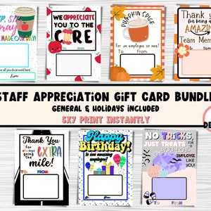 Staff Appreciation Bundle Gift Card Holders, Holiday Employee ...