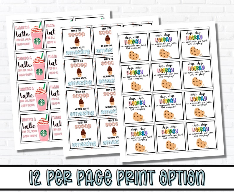 CANDY and SNACK Tags Staff Appreciation Bundle | 2.5"x2.5" Printable ...